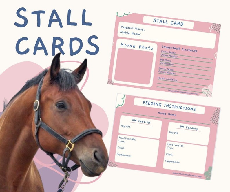 Dark Pink Horse Stall Cards, Stable Cards (digital Download), Horse ...