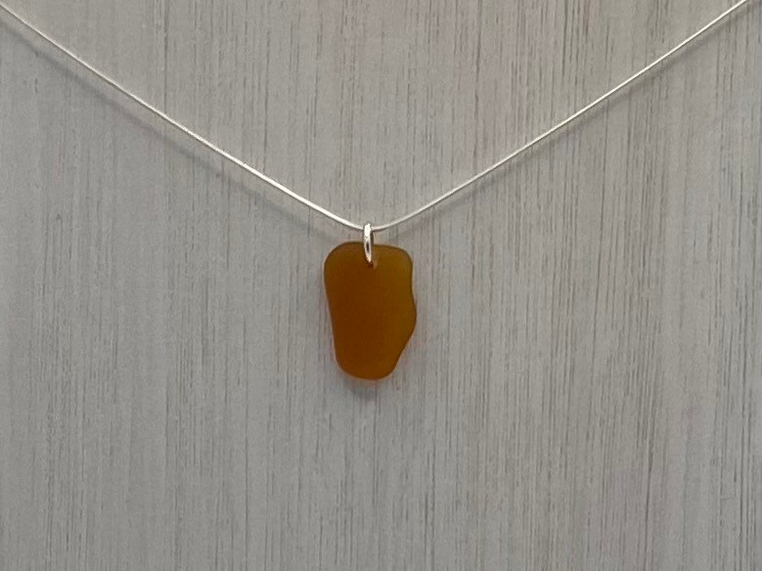 Amber Scottish Sea Glass Sterling Silver Pendant Necklace - Etsy
