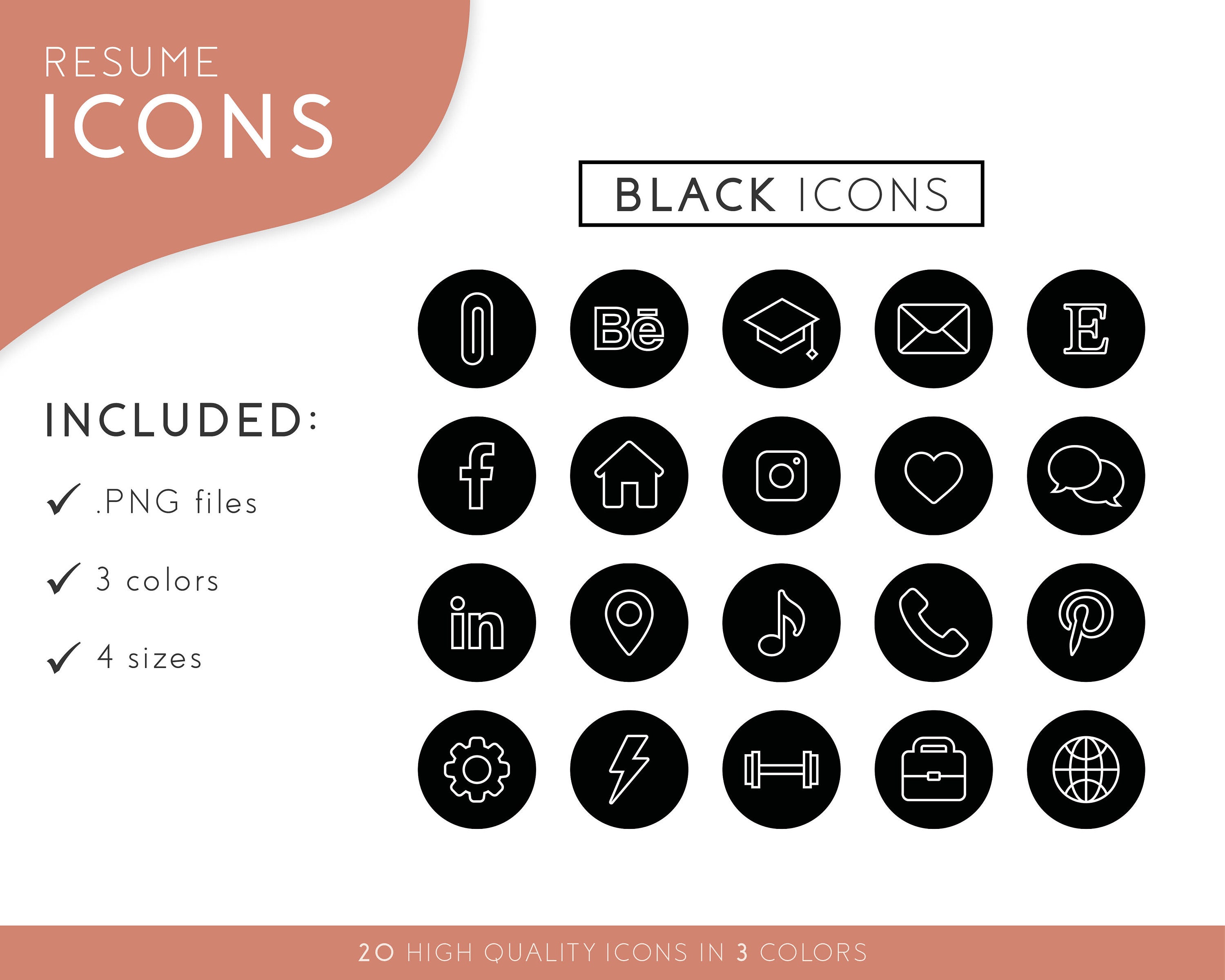 Eenvoudige minimale cv-pictogrammen blauwe cv-pictogrammen | Etsy