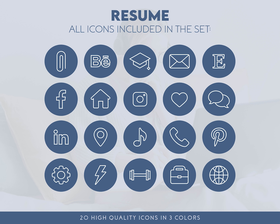 Iconos de currículum vitae Círculo / Mínimo Descarga - Etsy España