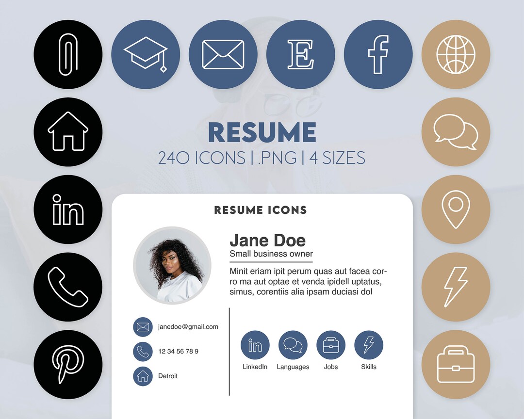 Resume Icons Circle Digital Download - Etsy UK