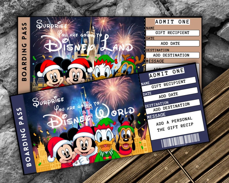 Disneyland and Disneyworld Ticket, Holiday Surprise Reveal Ticket ...