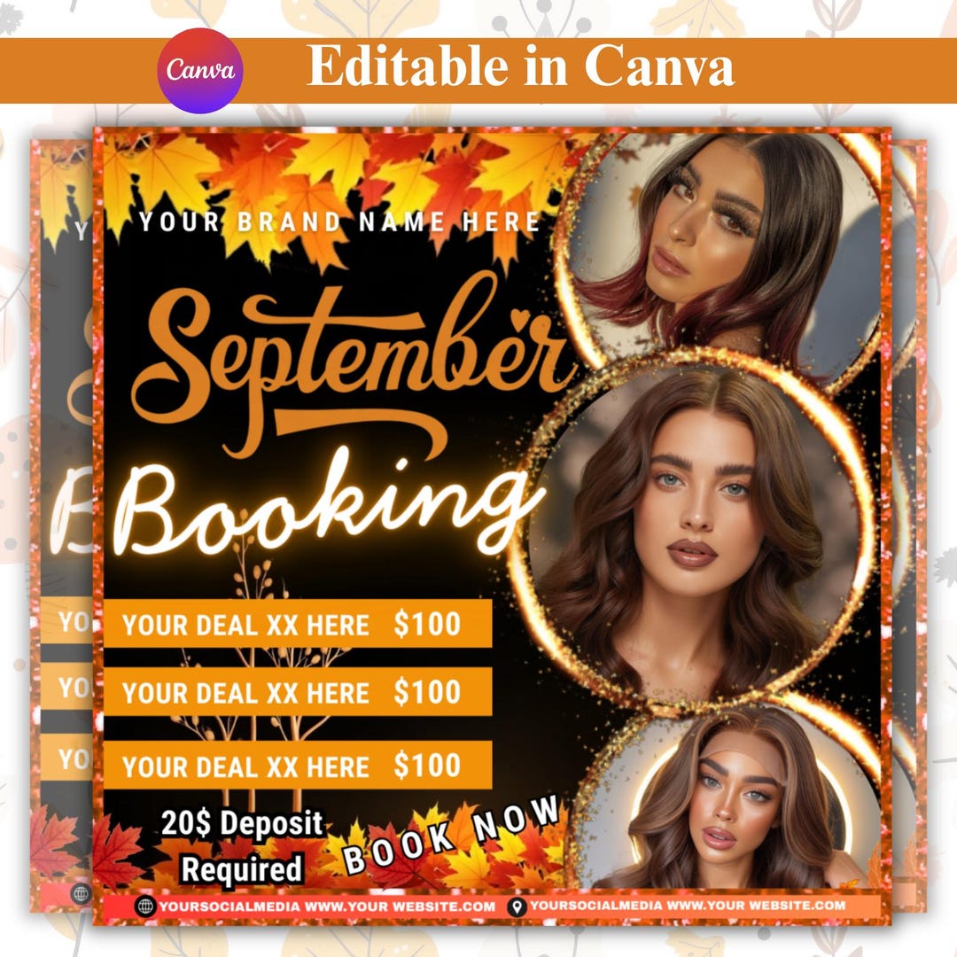 September Booking Flyer: Editable Canva Template ( Digital Download ...