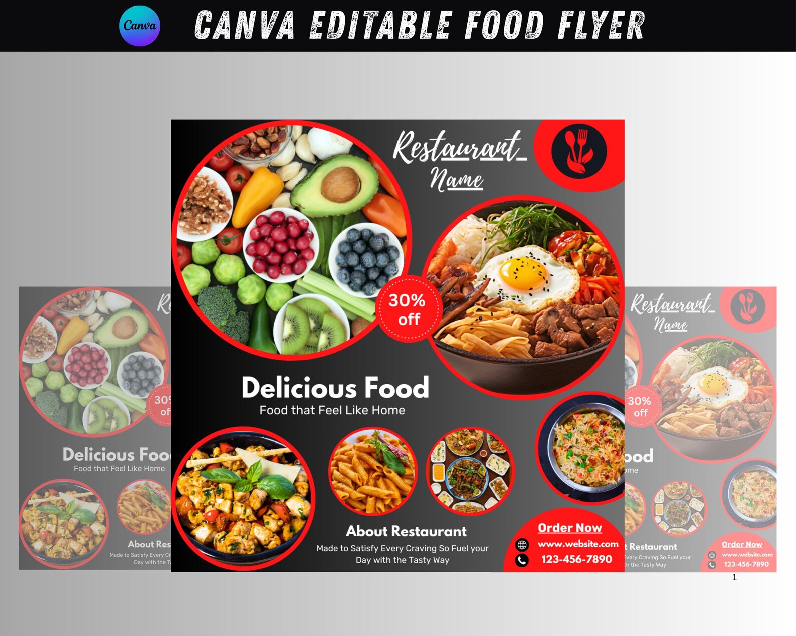 Editable Food Flyer Template: Restaurant, Brunch, Bakery ( Canva ...