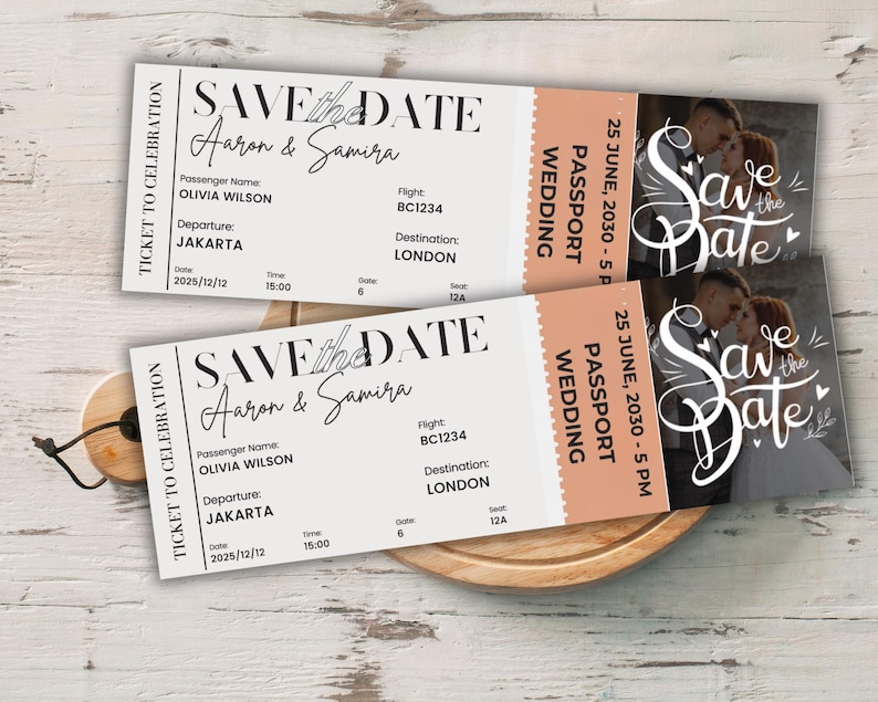 Save the Date Ticket Template | Photo Save the Date Magnet Style Invite ...