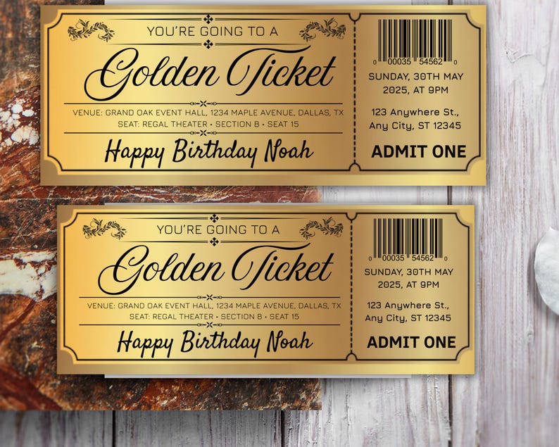 Editable Golden Ticket Template, Surprise Event Pass (canva) - Etsy