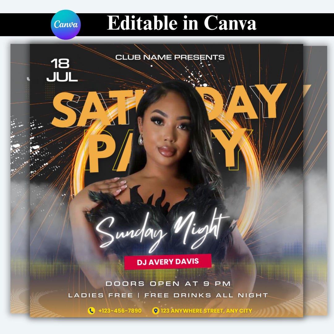 Saturday Party Flyer, Saturday Flyer, Saturday Night Party, Saturday ...