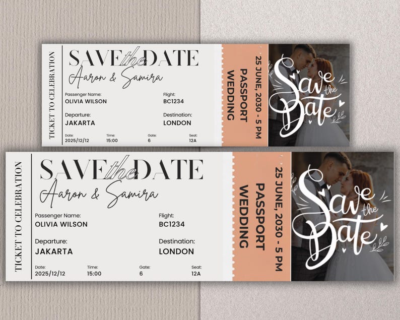 Save the Date Ticket Template | Photo Save the Date Magnet Style Invite ...