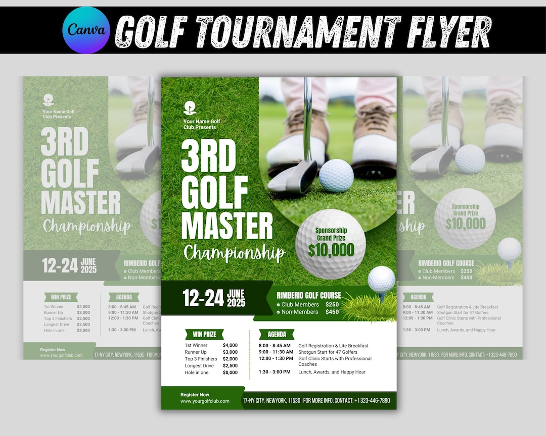 Printable Golf Tournament Flyer Template, Editable Canva Design - Etsy