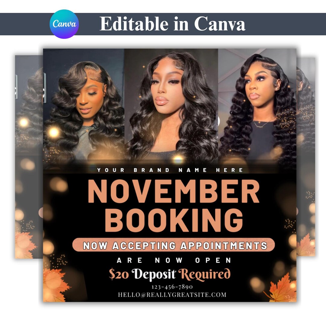 November Booking Flyer, DIY Fall Book Now Flyer, Fall Flyer, Fall ...