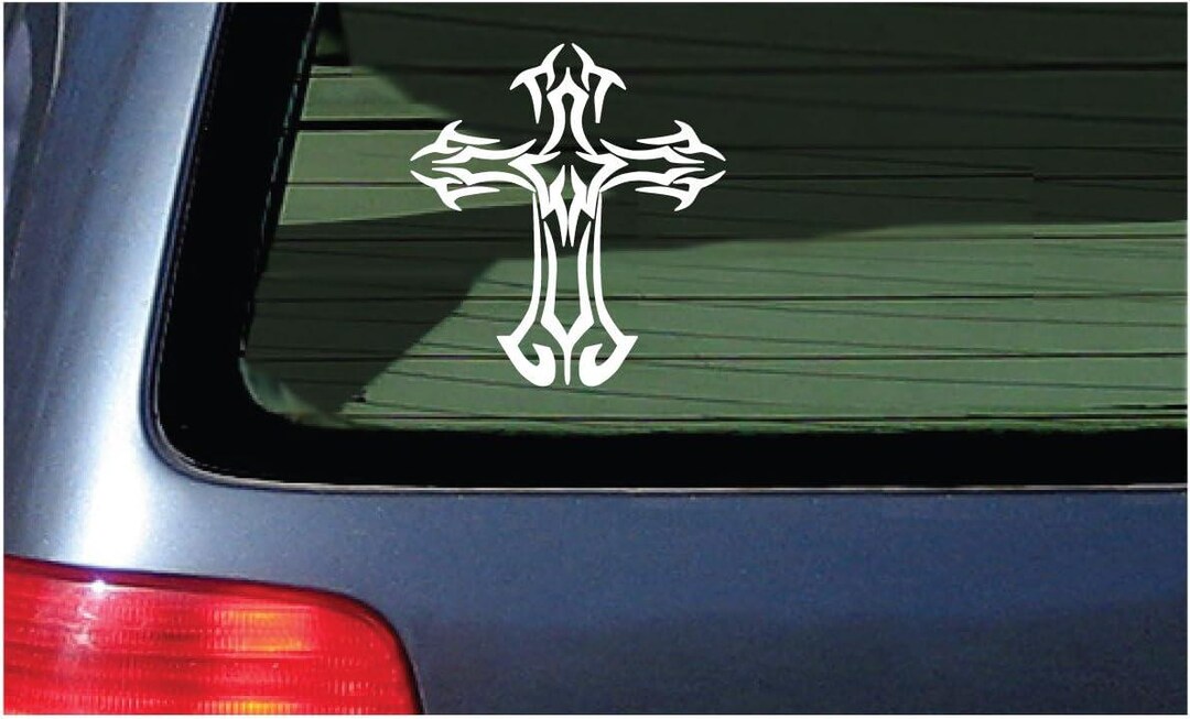 Religious Christian Tribal Cross 5 Inch White Vinyl Decal Sticker - Etsy