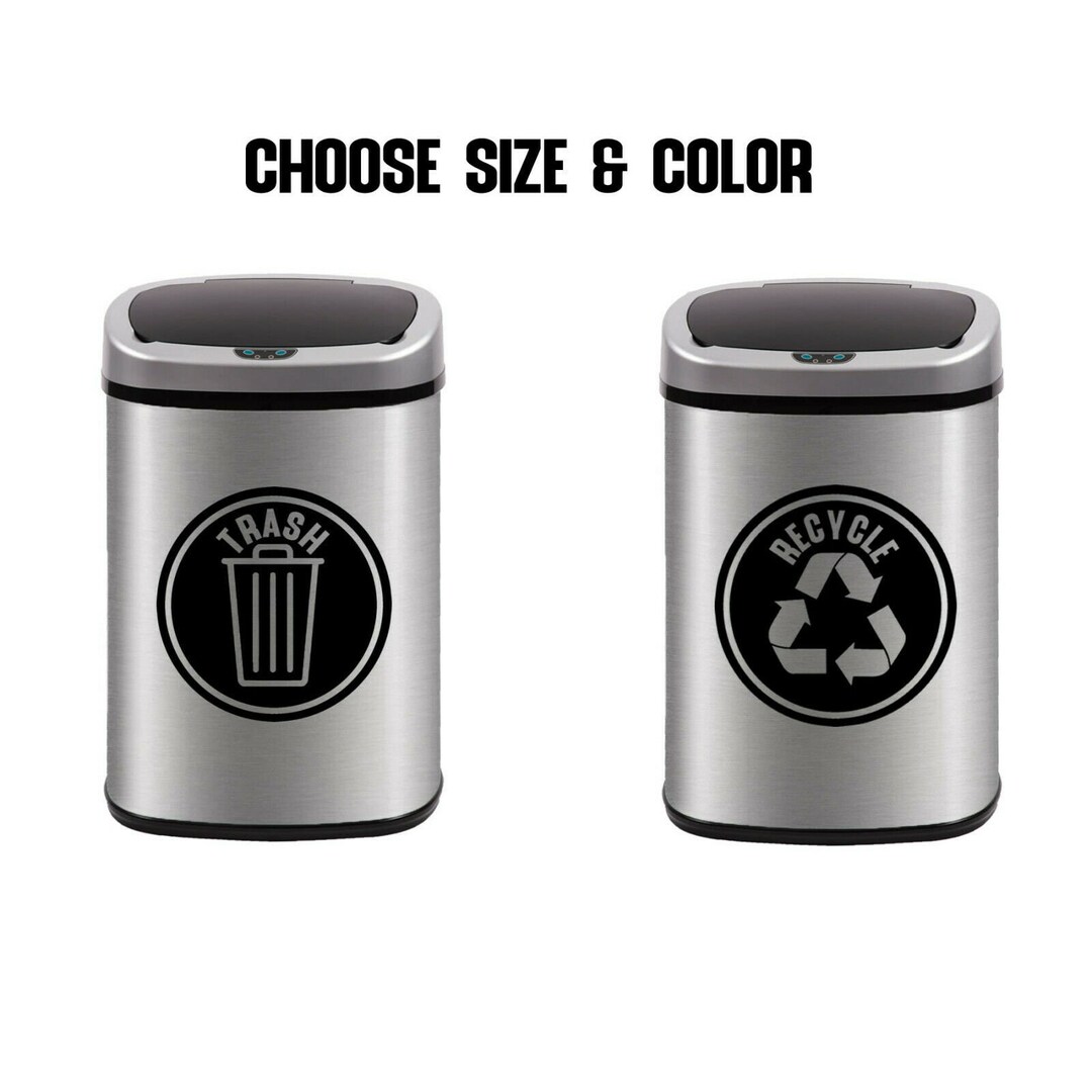 Recycle & Trash Sticker Decal - Kitchen Outside Choose Size and Color ...