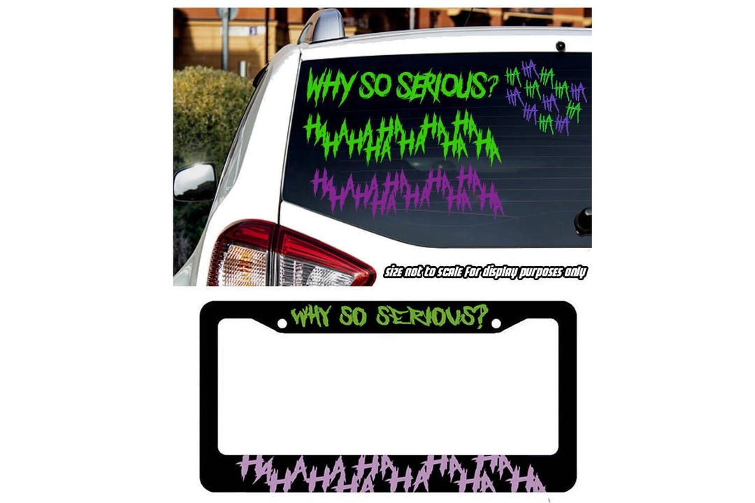 Joker 4 Pack Sticker Decals + Haha Why so Serious License Plate Frame ...