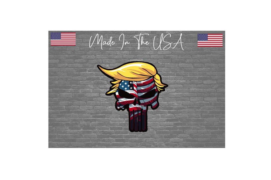 Trump Skull Punisher Sticker Decal USA Flag MAGA President 4" #2P - Etsy