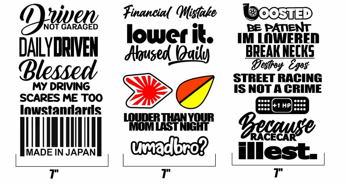 10 Random Tuner Car Sticker Decal Mega Pack JDM Wholesale - Etsy