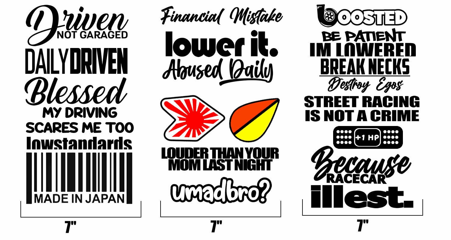 10 Random Tuner Car Sticker Decal Mega Pack JDM Wholesale - Etsy