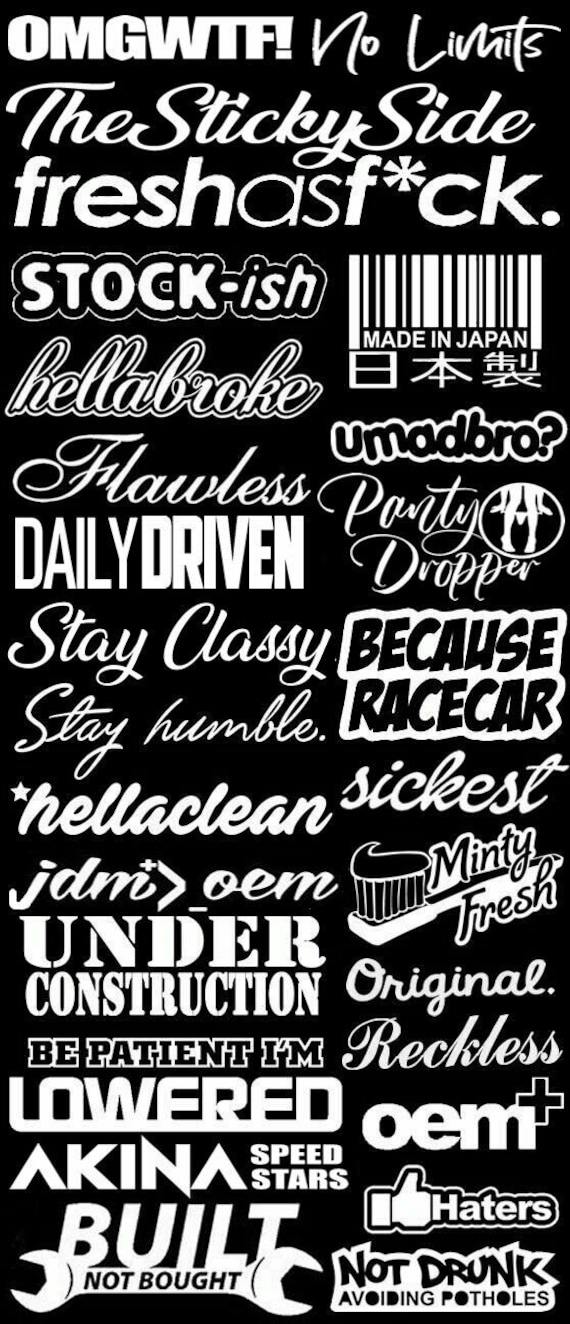 JDM Mega Sticker Pack Lot of 27 Decals Low Race Drift Dope Low | Etsy