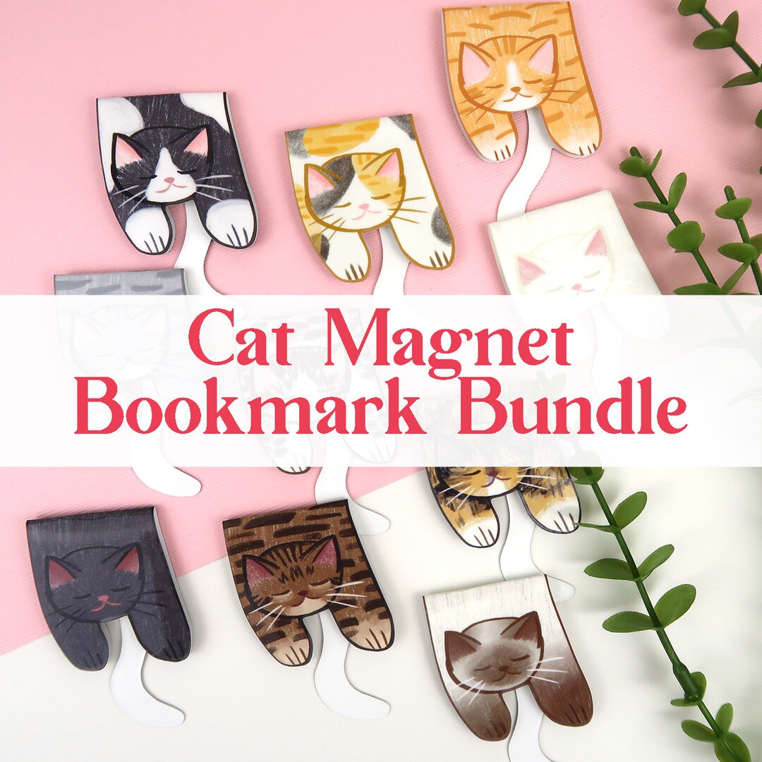 Cat Magnetic Bookmark Bundle of 4 Unique Bookmark Gift for - Etsy