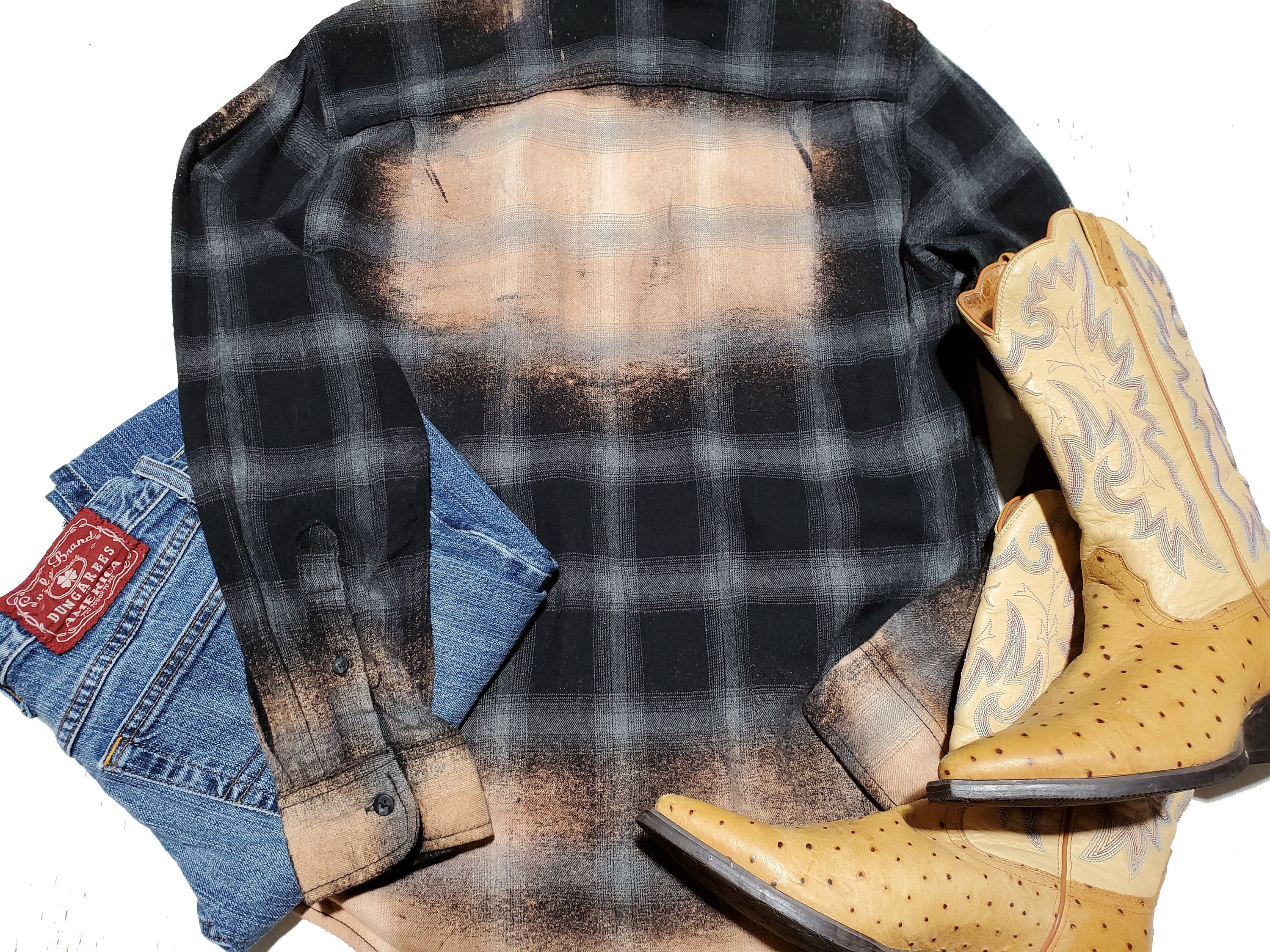 Black Bleached Flannel Western Mock Up, Southern Black Flannel Mock Up ...