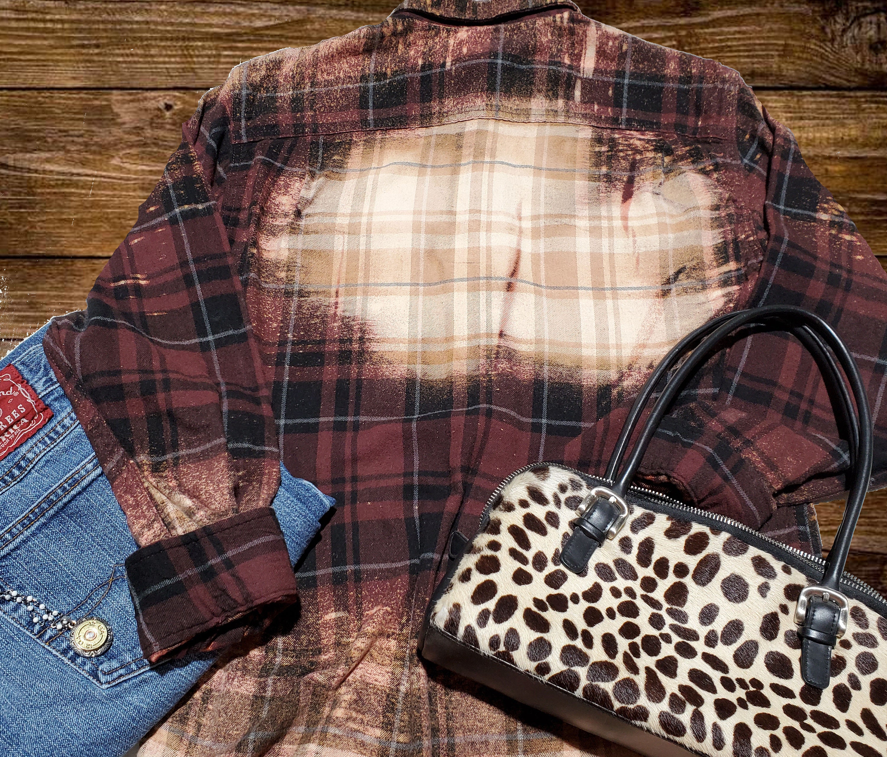 Rustic Wood Bleached Flannel Western Mock Up, Wood Background, Southern ...