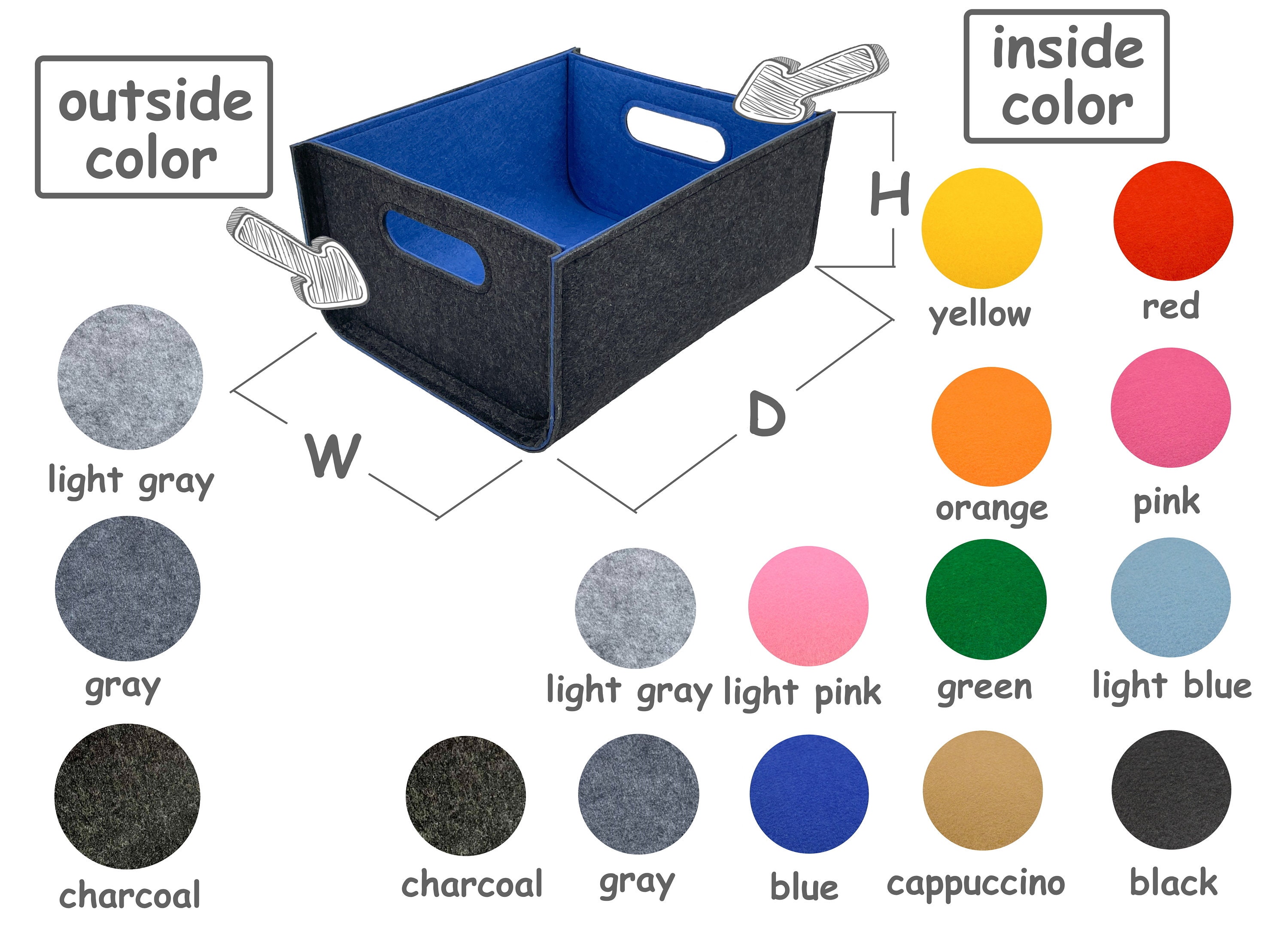 Felt Storage Box / Felt Storage Basket / Long Strong Storage Basket ...