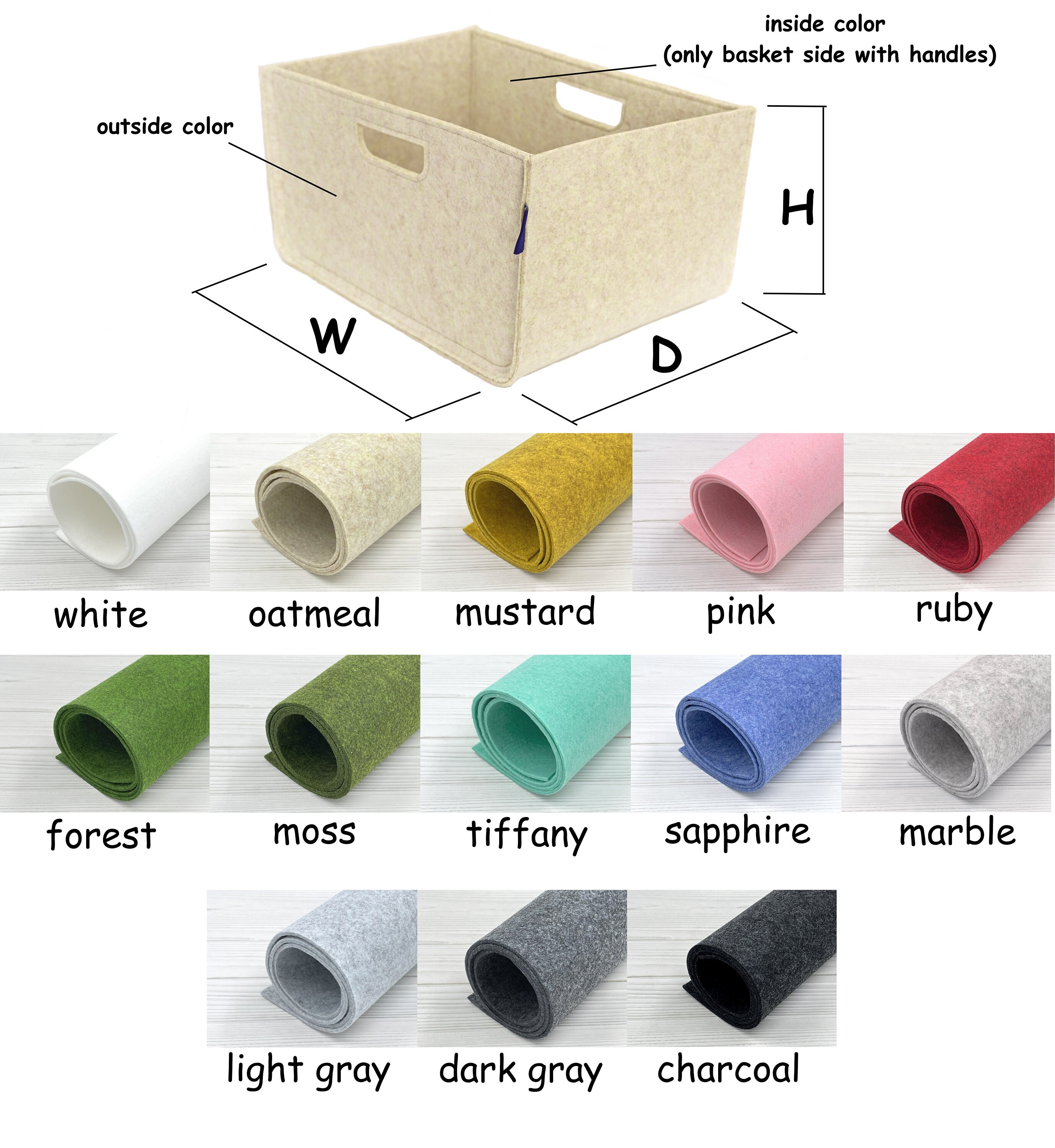 Felt Storage Box / Felt Storage Basket / Flat Felt Basket / Clothes ...