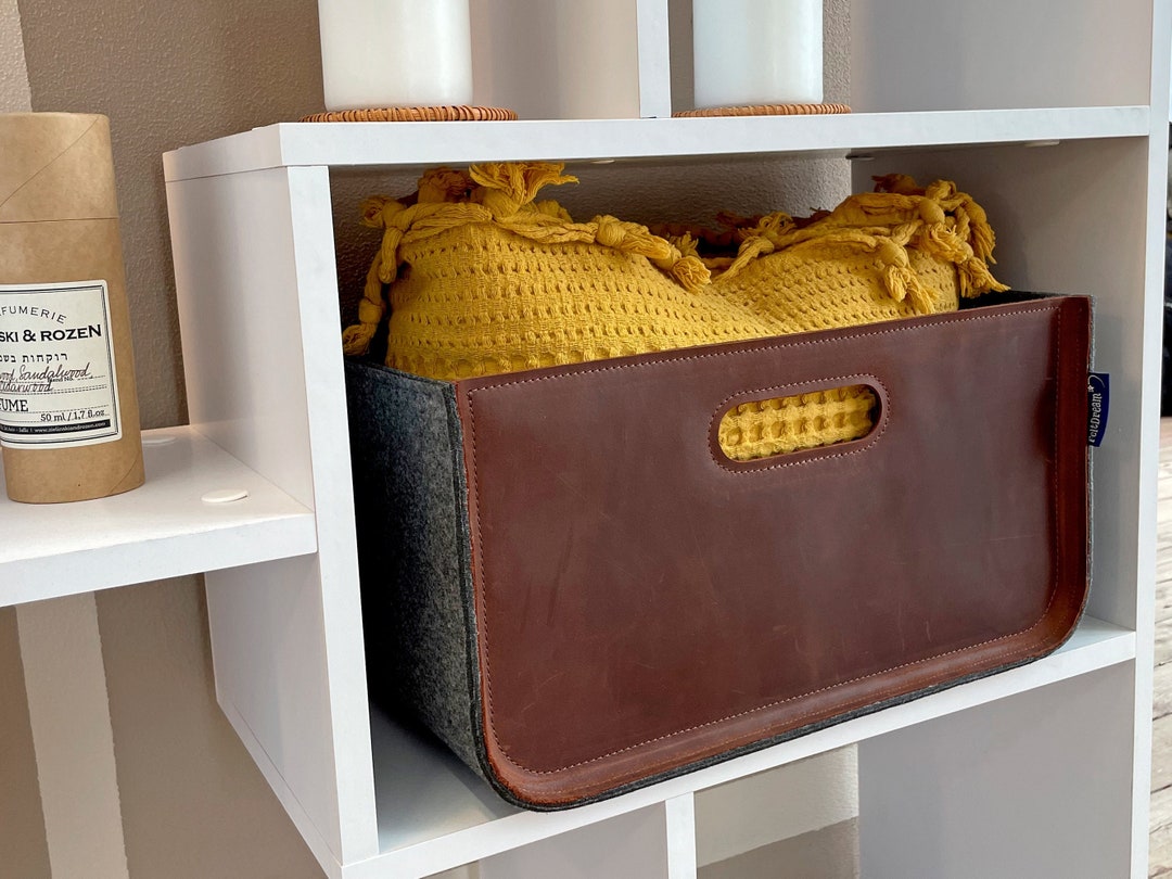 Felt Storage Box / Felt Storage Basket / Leather Storage Box/ Clothes ...