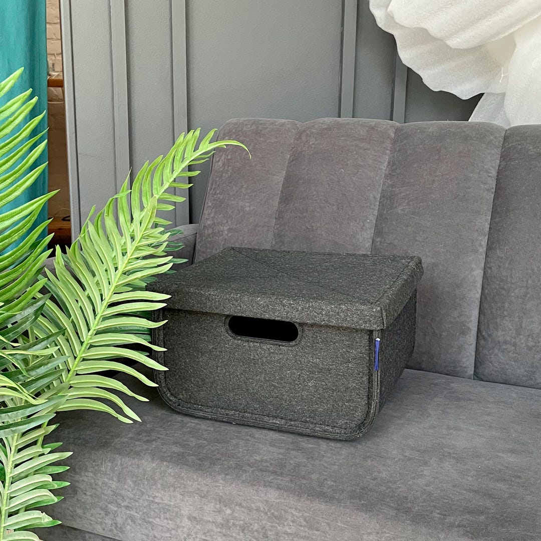 Lidded Felt Storage Bin: Clothes Organizer, Custom Size Available - Etsy