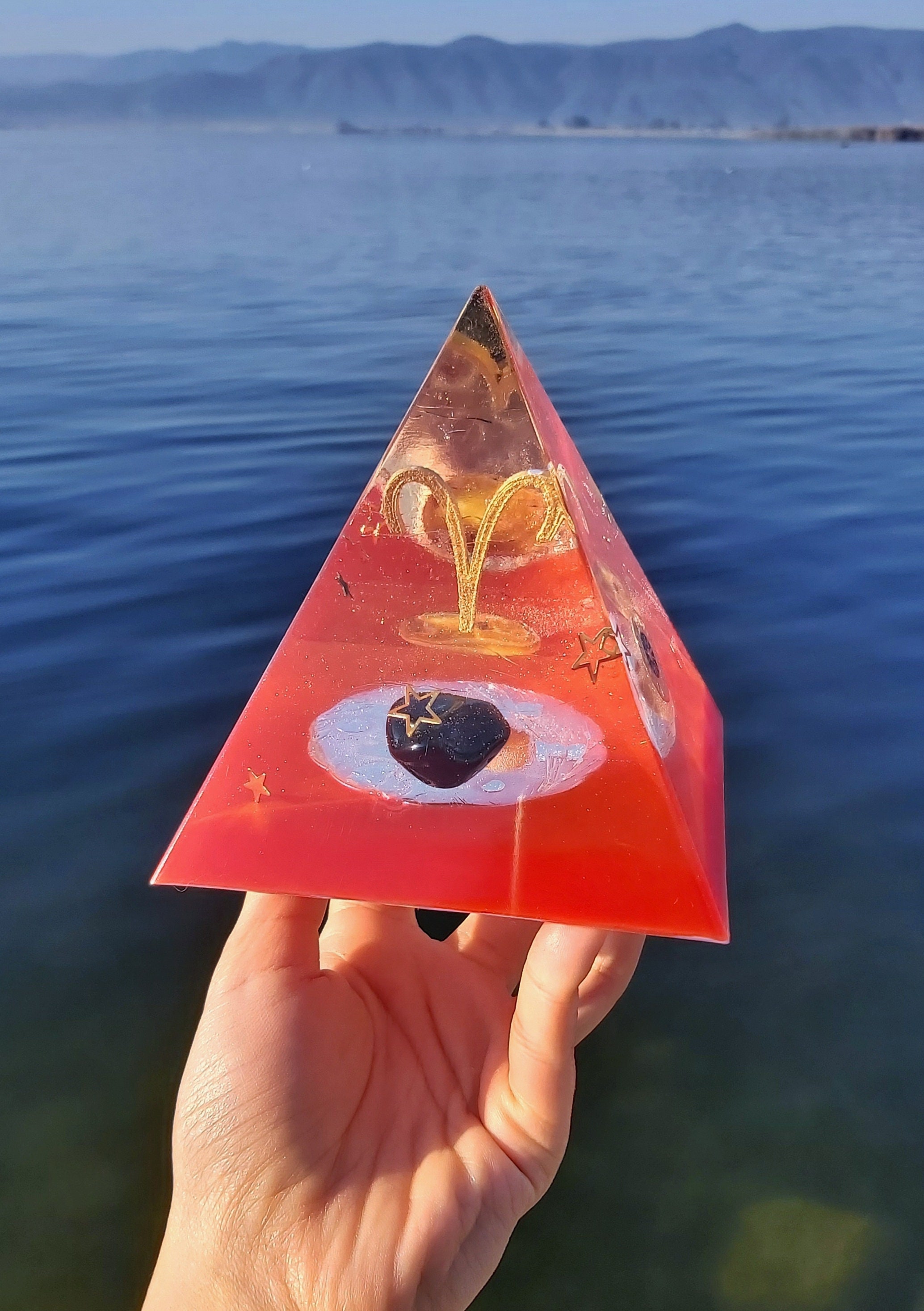 Pyramidal Epoxy Design Lamp | Aries Zodiac Symbol | Handmade | Resin ...