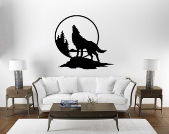 Metal Wolf Wall Art, Wolf Wall Decor, Wolf Gifts for Men, Animal Wall ...