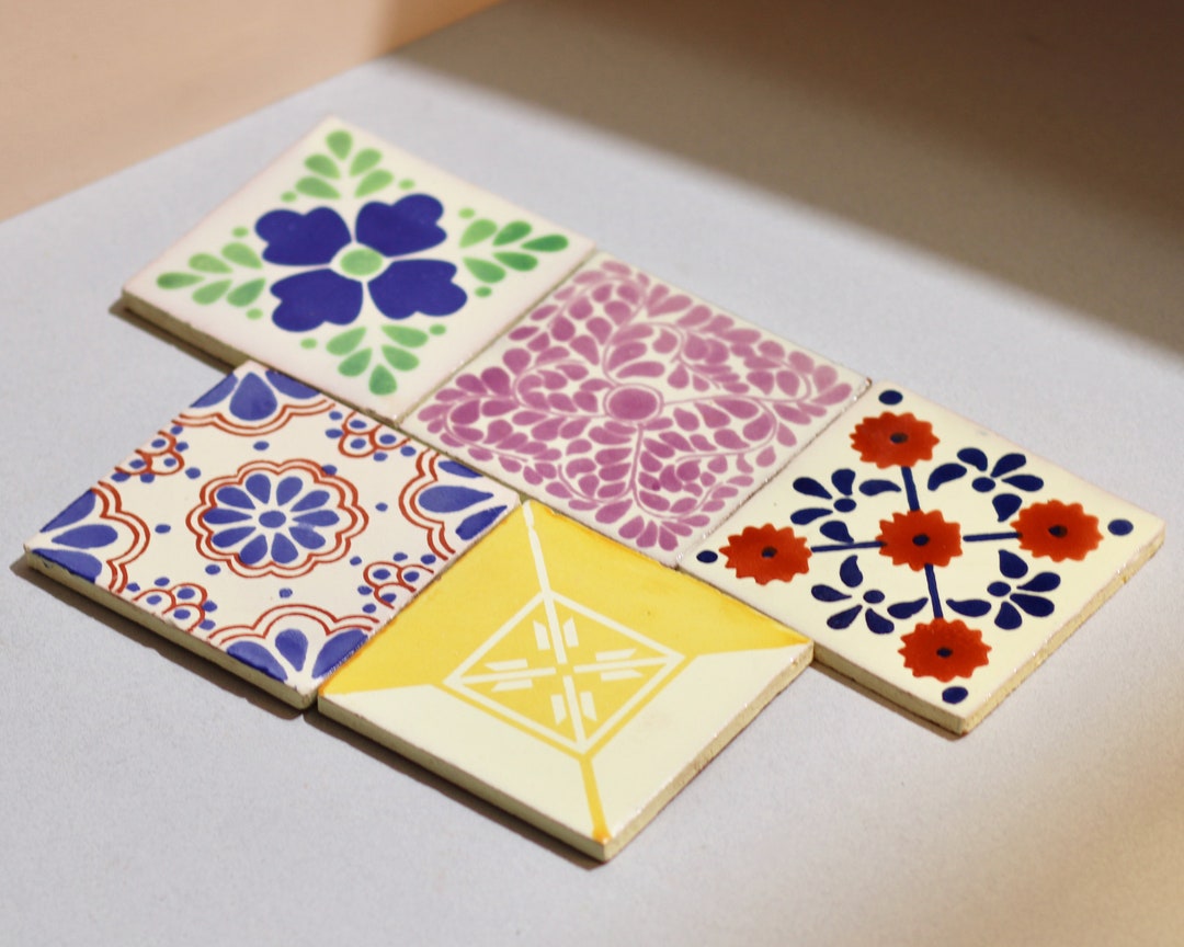 Handmade Ceramic Reworked / Repurposed Mexican Tile Drink Coasters ...
