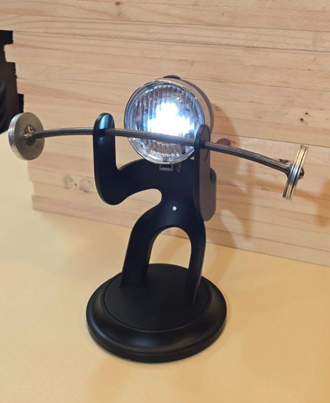 Upcycled Microphone Stand Weight Lifter With Bicycle Style Light for ...