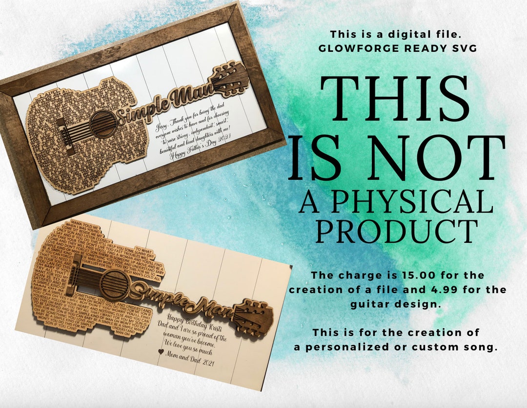 Custom Digital File Creation - Song Lyrics Guitar - GLOWFORGE READY - Etsy