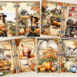 Digital Junk Journal Kit Fall, Autumn Pumpkin Harvest, Thanksgiving ...