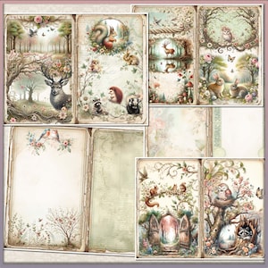 Digital Junk Journal Pages, Digital Animal Forest Printable Vintage Kit ...