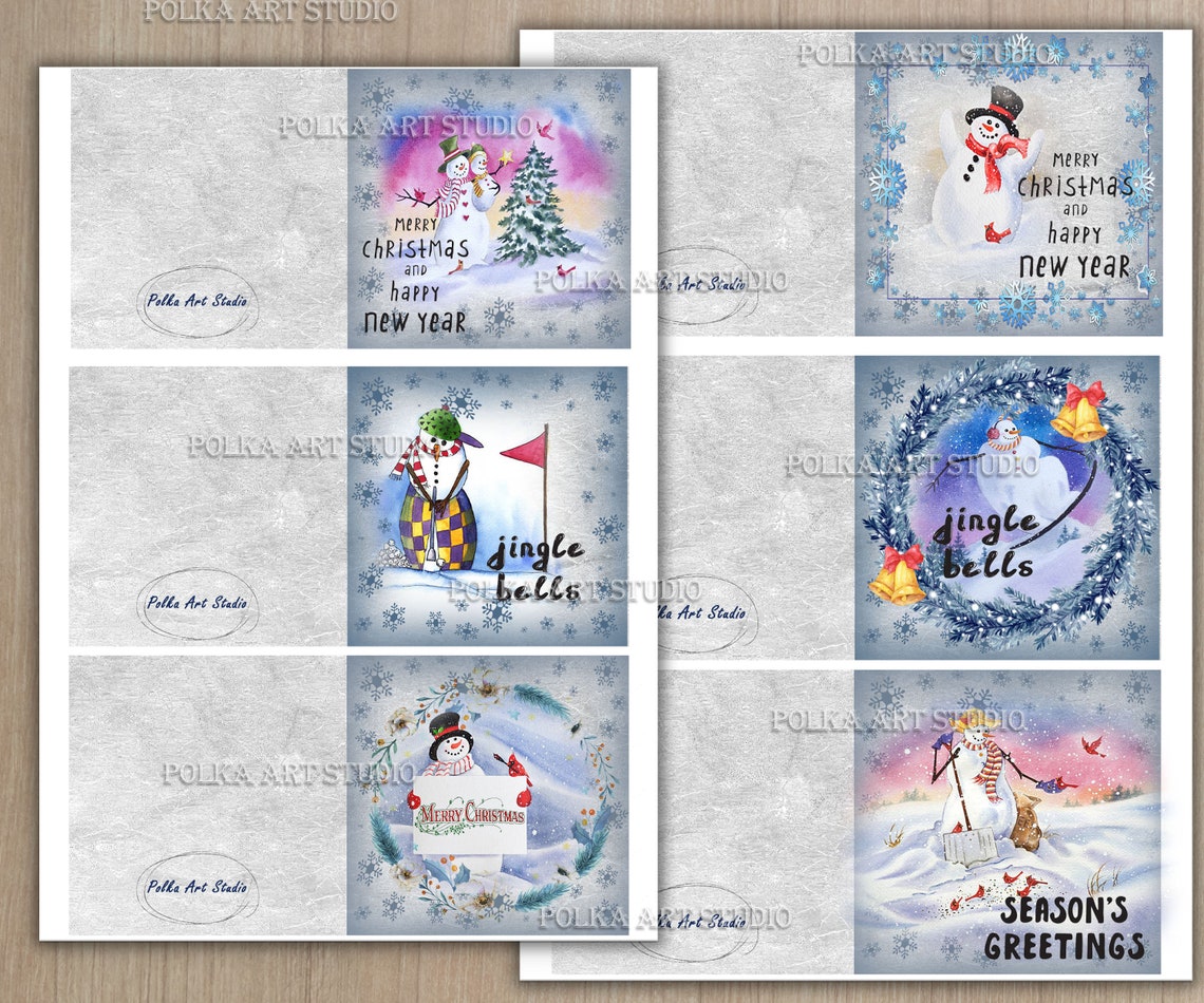Printable Christmas Cards Pack Mix and Match the | Etsy