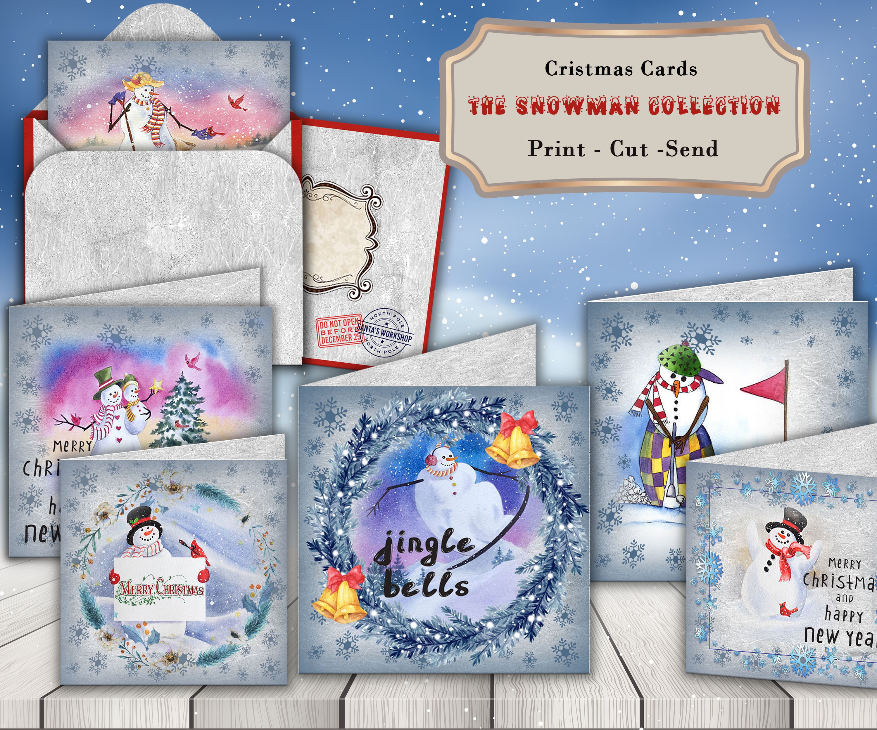 Printable Christmas Cards Pack Mix and Match the | Etsy