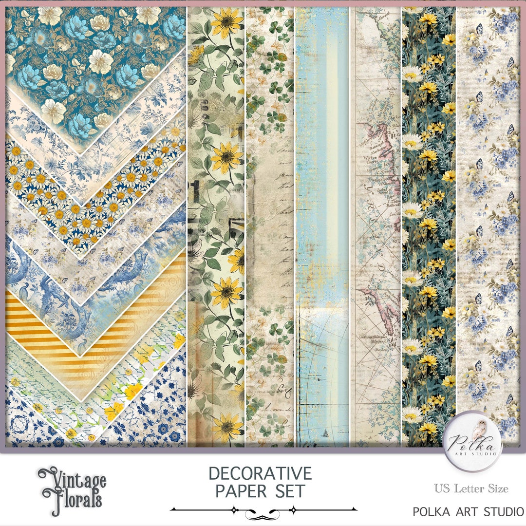Digital Floral Junk Journal Decorative Paper Set, Decorative Printable ...