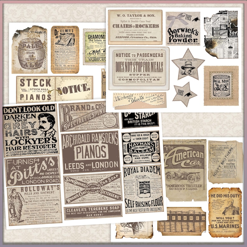 Vintage Ephemera: Victorian Adverts, Labels, Tags (digital Printable ...