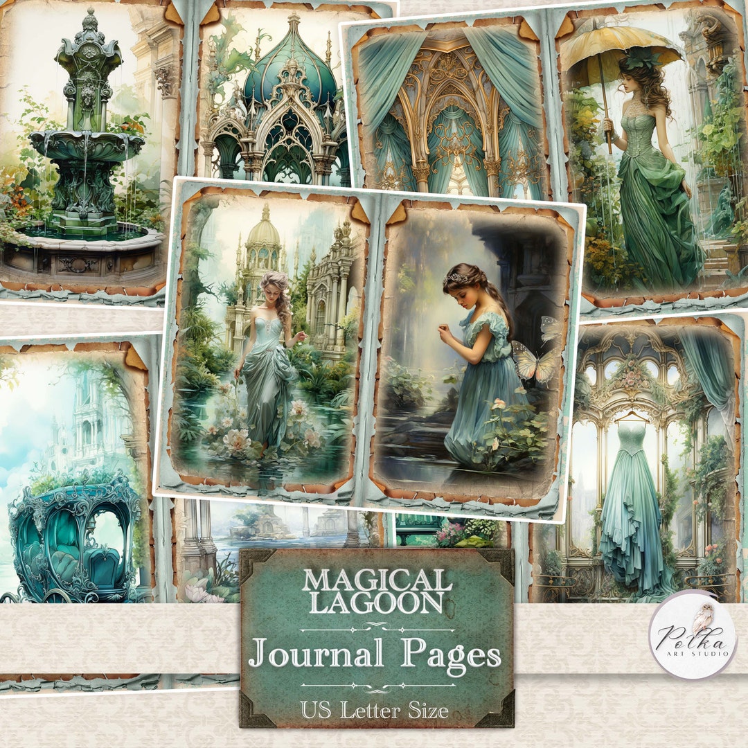 Digital Fantasy Junk Journal Printable, Blue Lagoon Magical Decorative ...