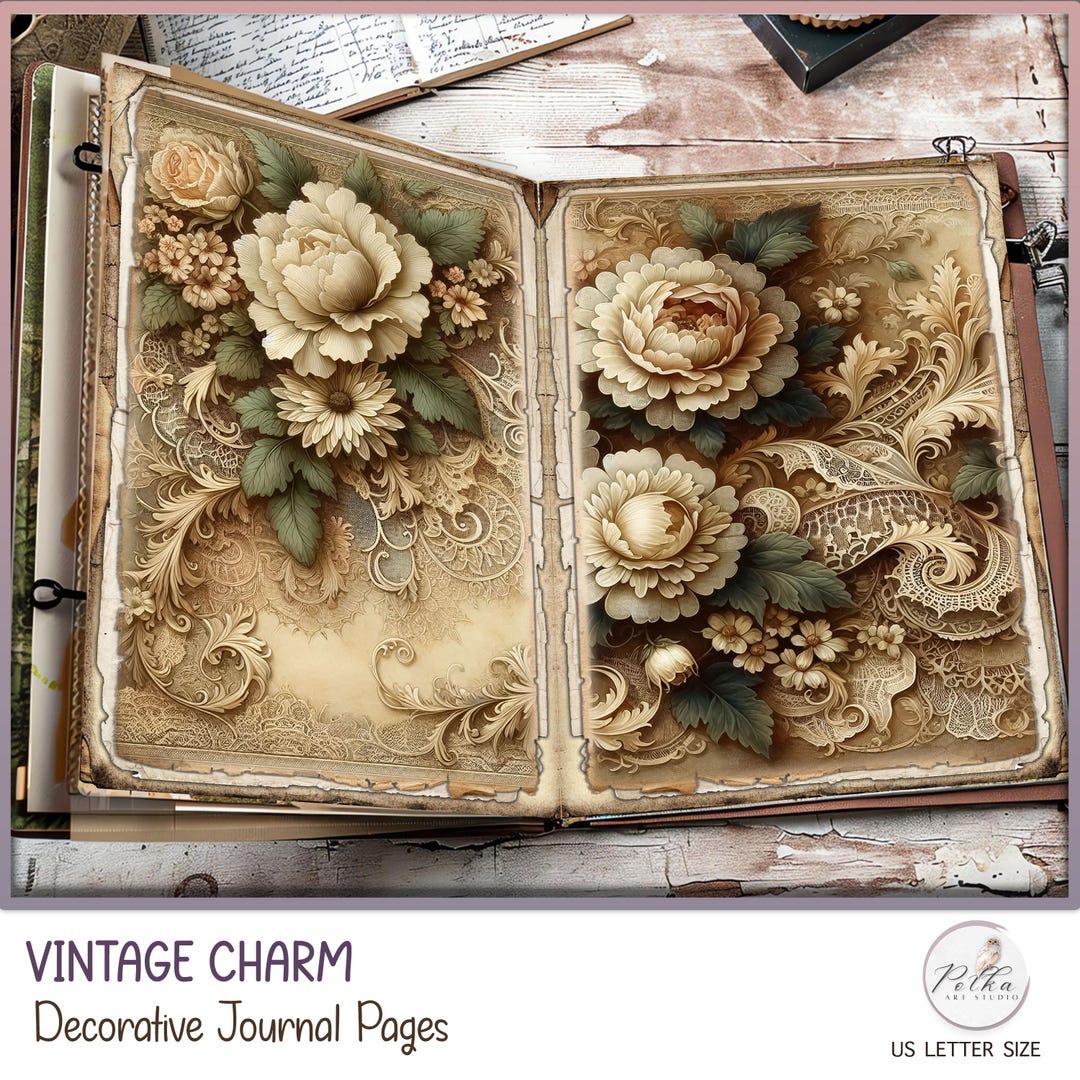Vintage Shabby Chic Journal Pages: Floral Decorative Paper (digital ...