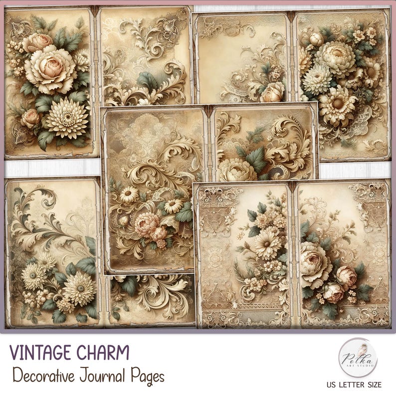 Vintage Shabby Chic Journal Pages: Floral Decorative Paper (digital ...
