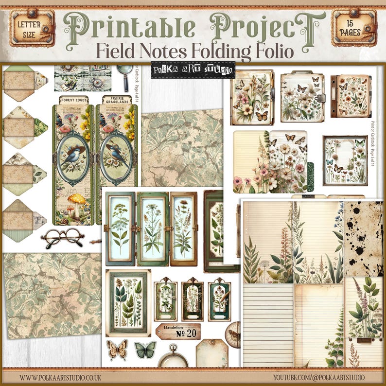 Victorian Nature Junk Journal Folio: Botanical Field Notes (digital ...