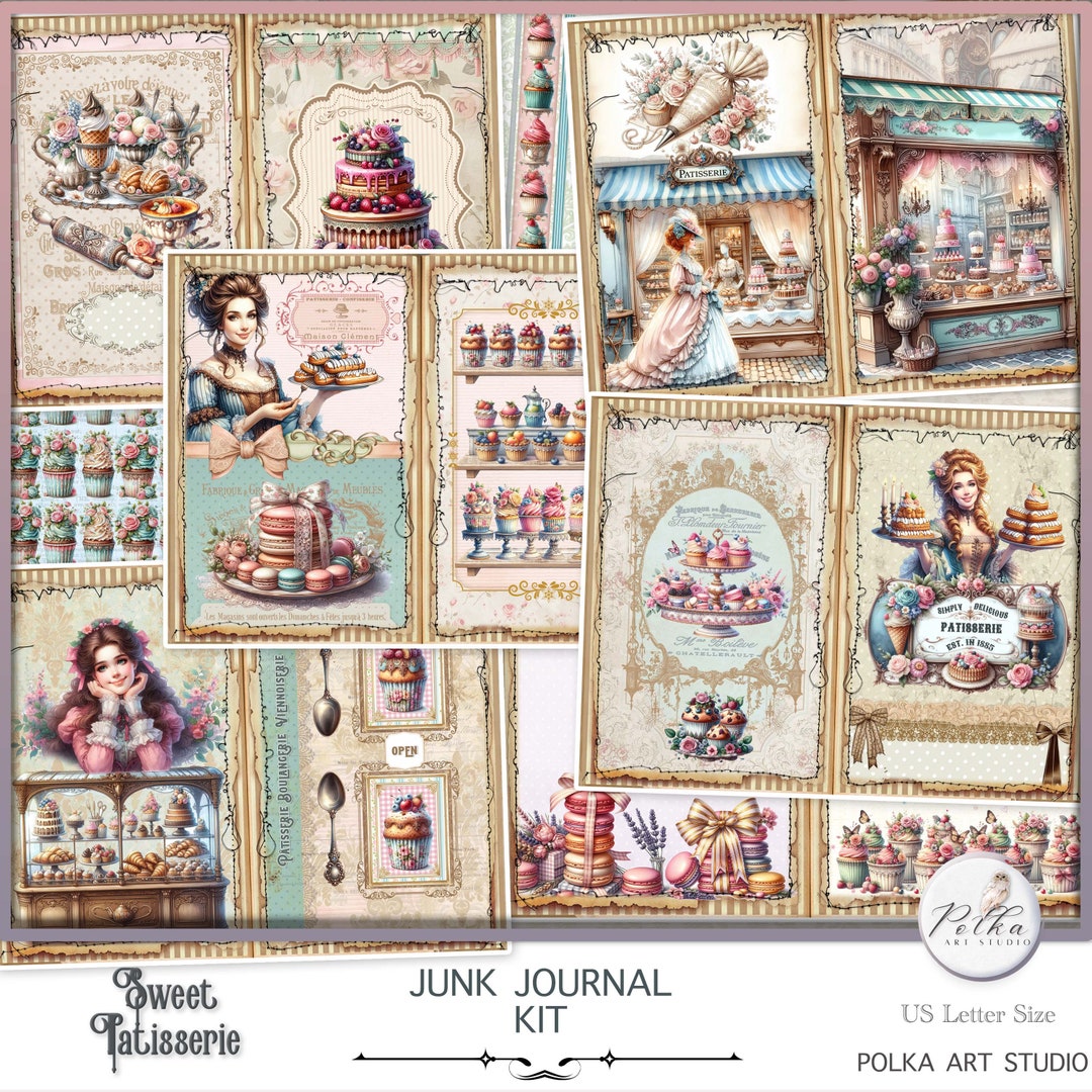 Digital Junk Journal Kit Patisserie, Cooking Journal Vintage Shabby ...