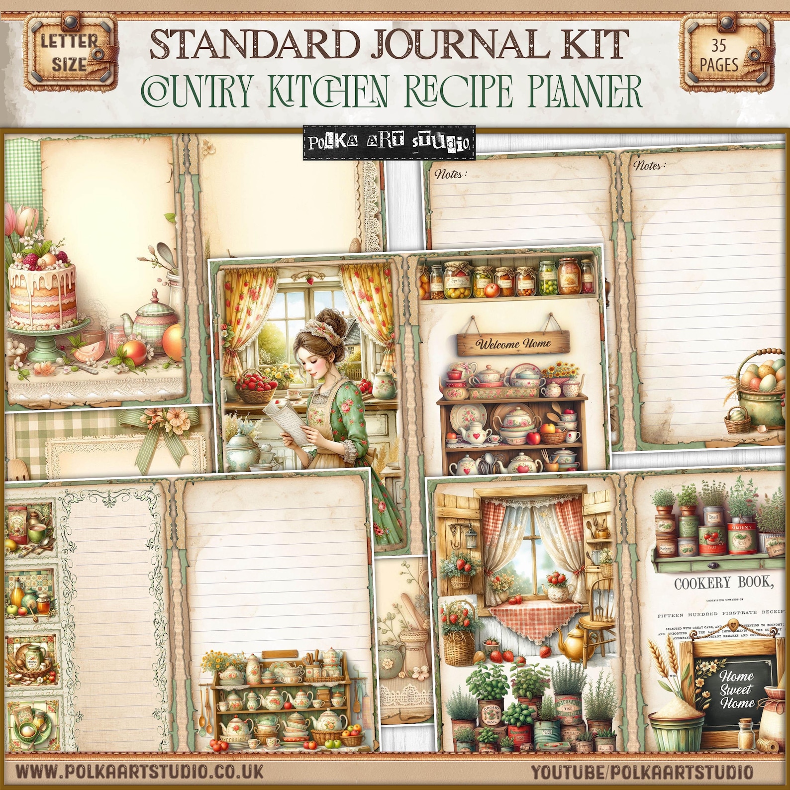 Rustic Farmhouse Kitchen Recipe Journal Kit (digital Download) - Etsy