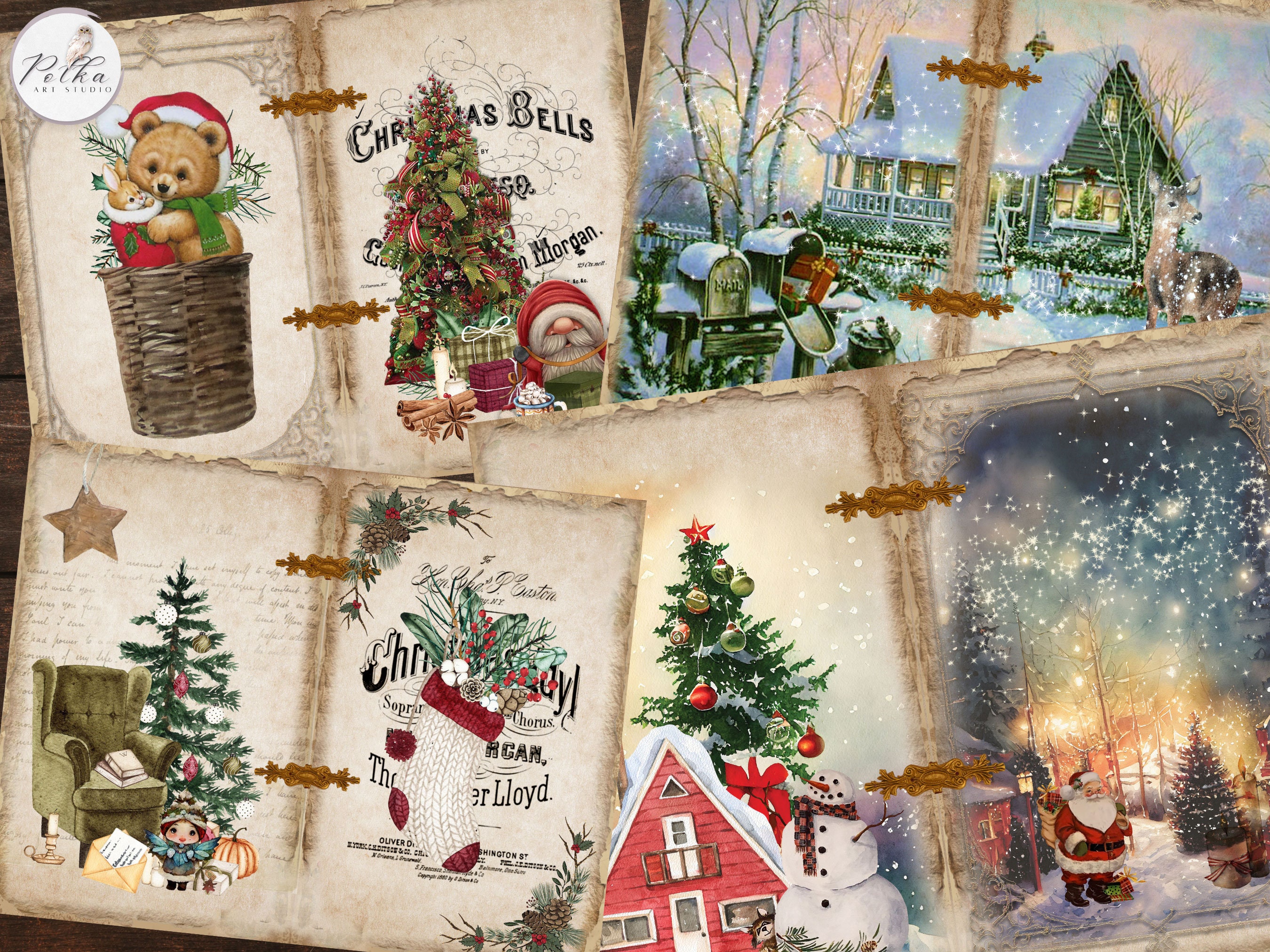 Junk Journal Kit Whimsical Christmas Digital Christmas Paper - Etsy