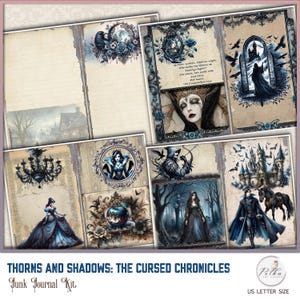 Junk Journal Kit Dark Fairytale Cursed Goth - Vintage Collage Papers ...