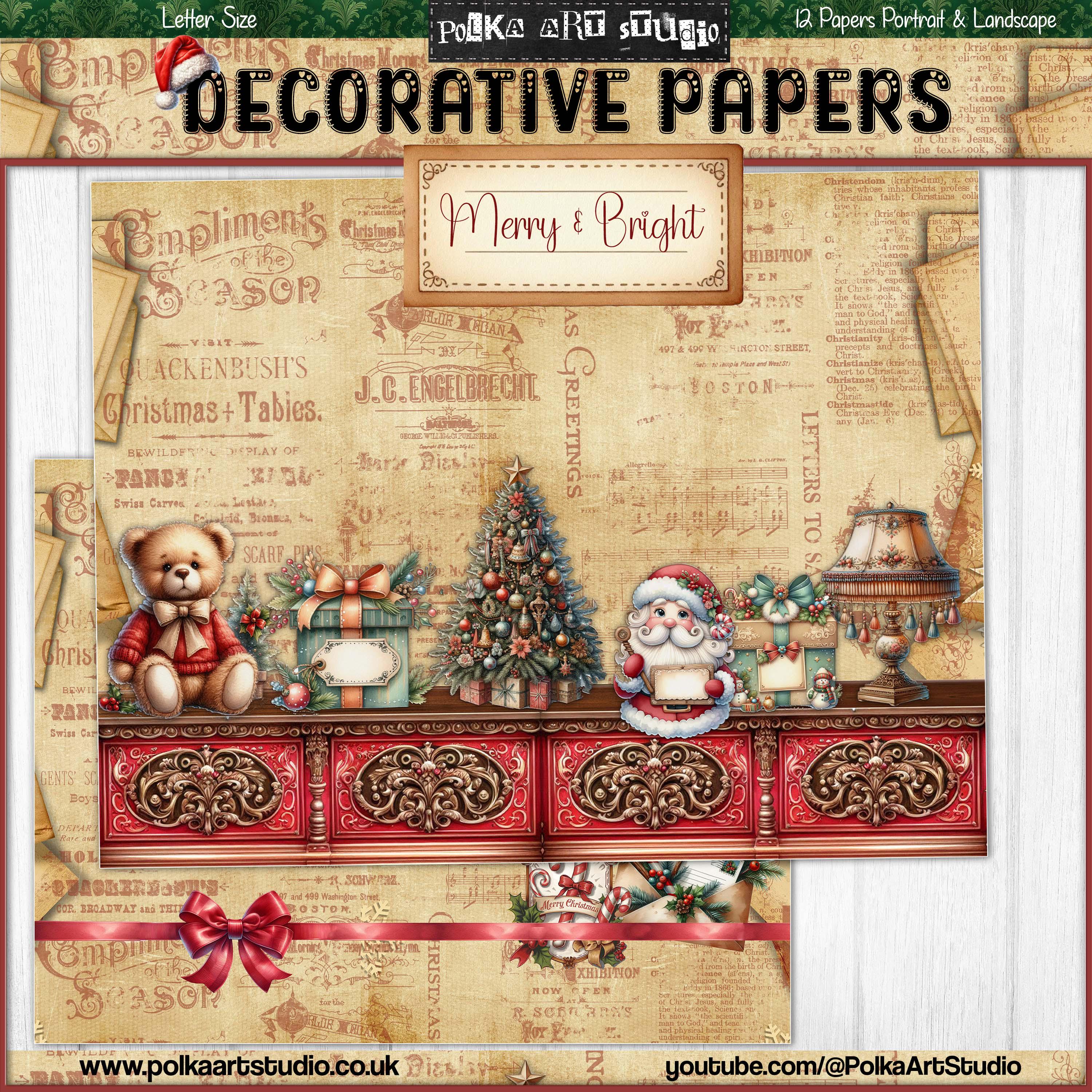 Christmas Decorative Paper: Festive Scrapbook Prints (digital Download ...