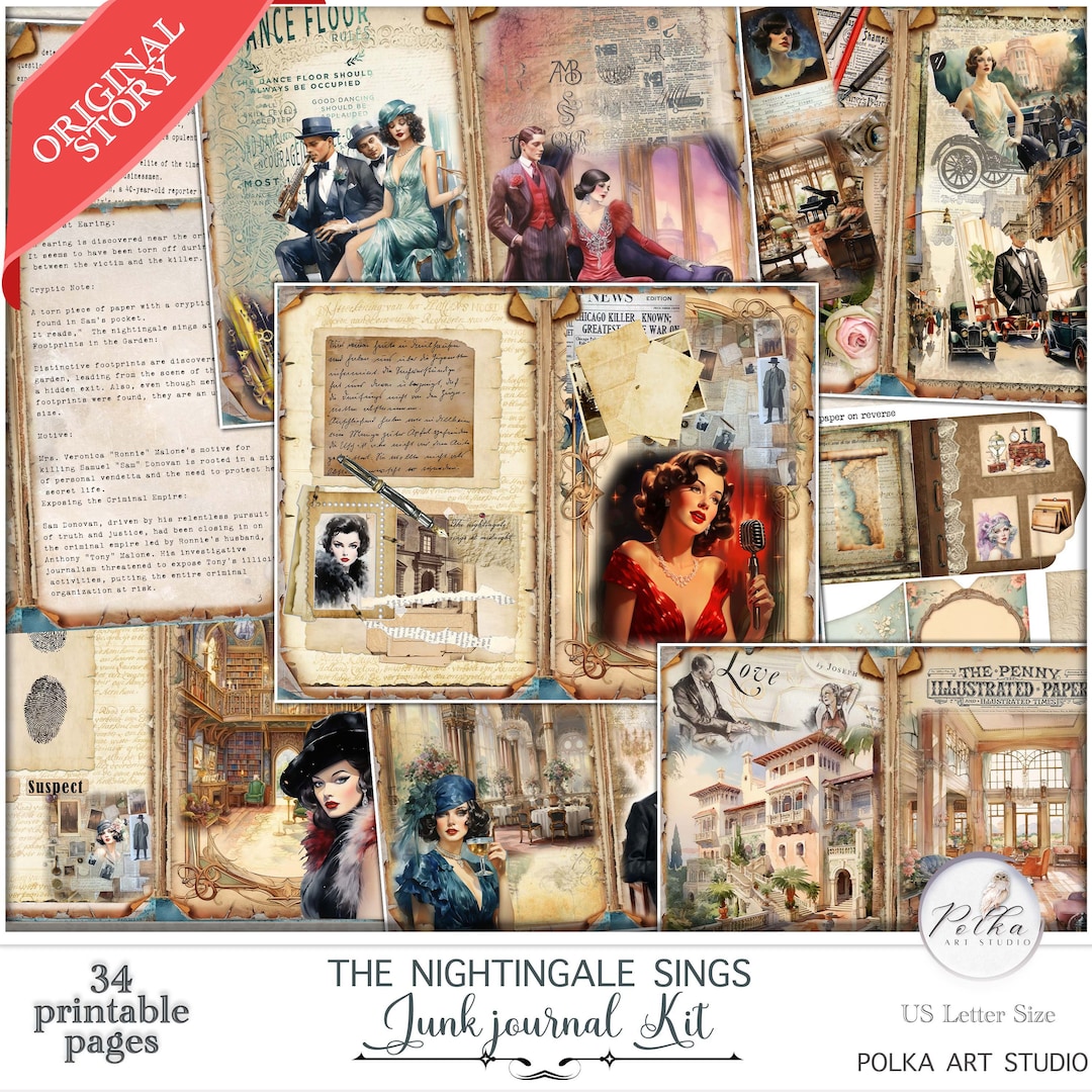 1930s Detective Junk Journal Kit: Art Nouveau Printable Pages (digital ...
