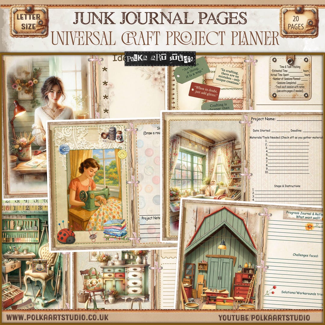 Vintage Crafting Planner: Junk Journal Kit (digital Download) - Etsy